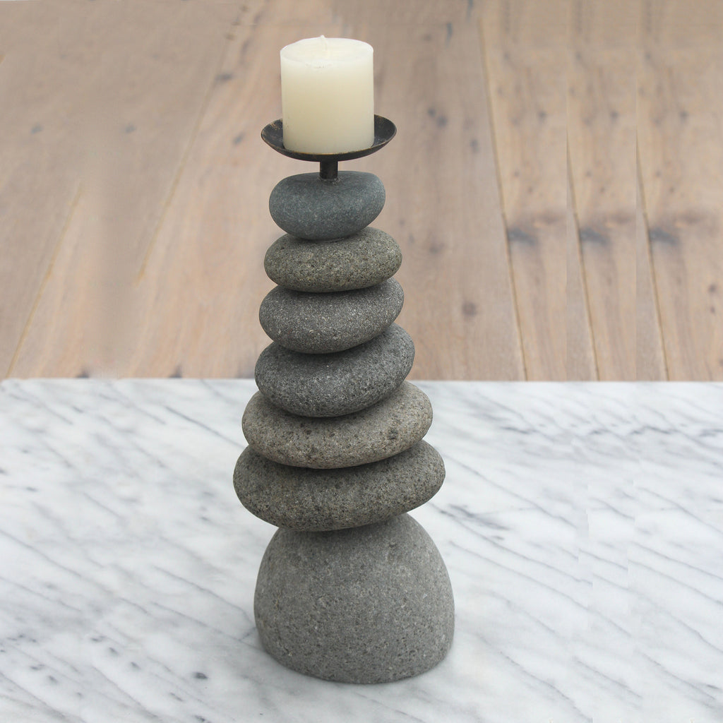 Rock Cairn Candle Holders – Perkins Cove Pottery Shop