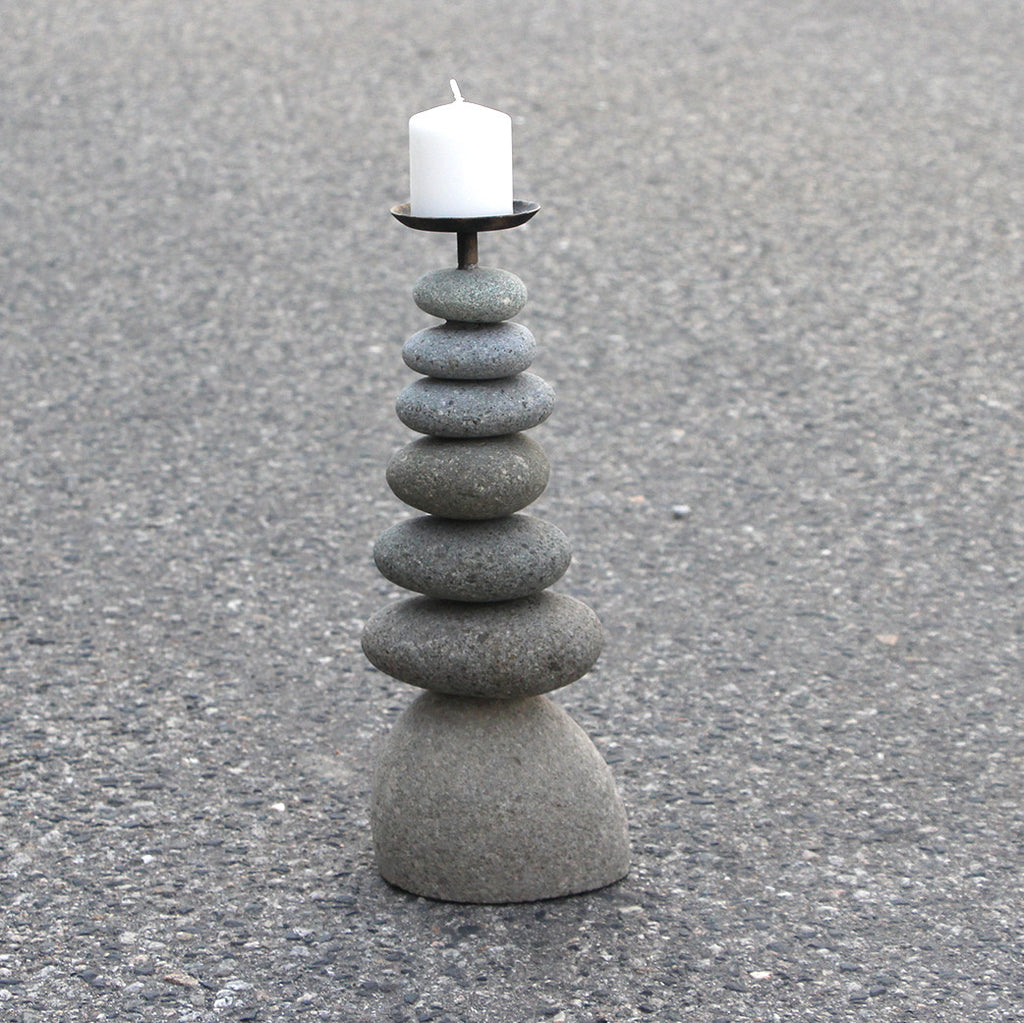 Rock Cairn Candle Holders – Perkins Cove Pottery Shop