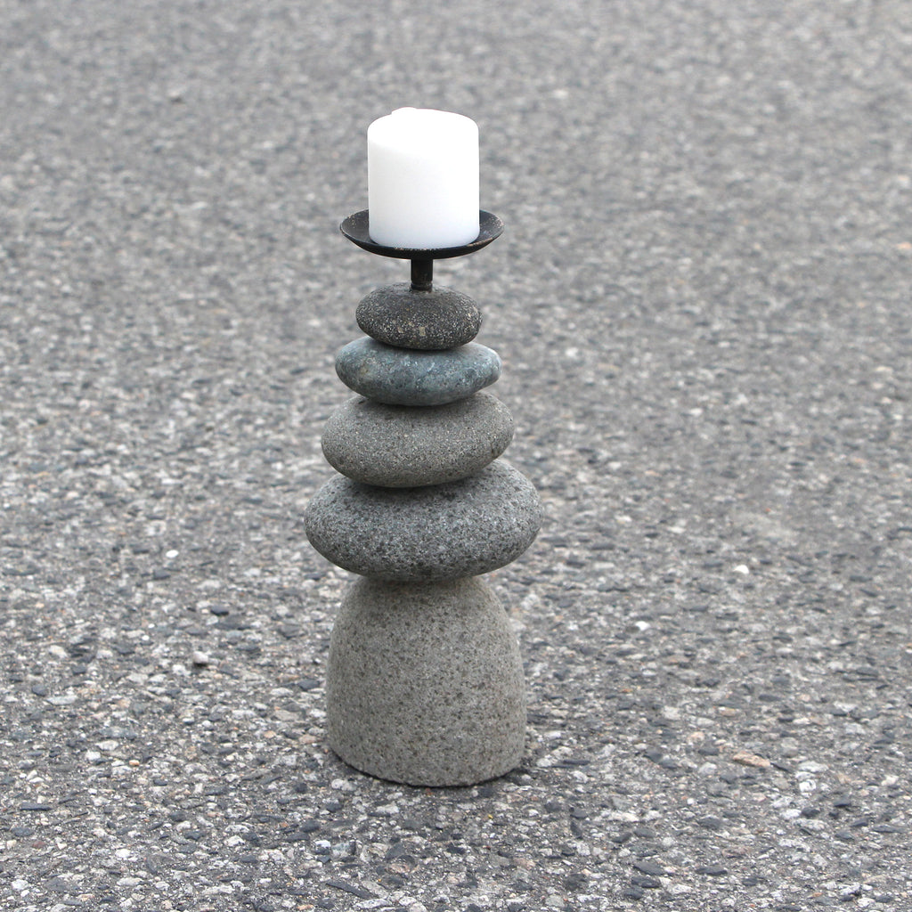Rock Cairn Candle Holders – Perkins Cove Pottery Shop